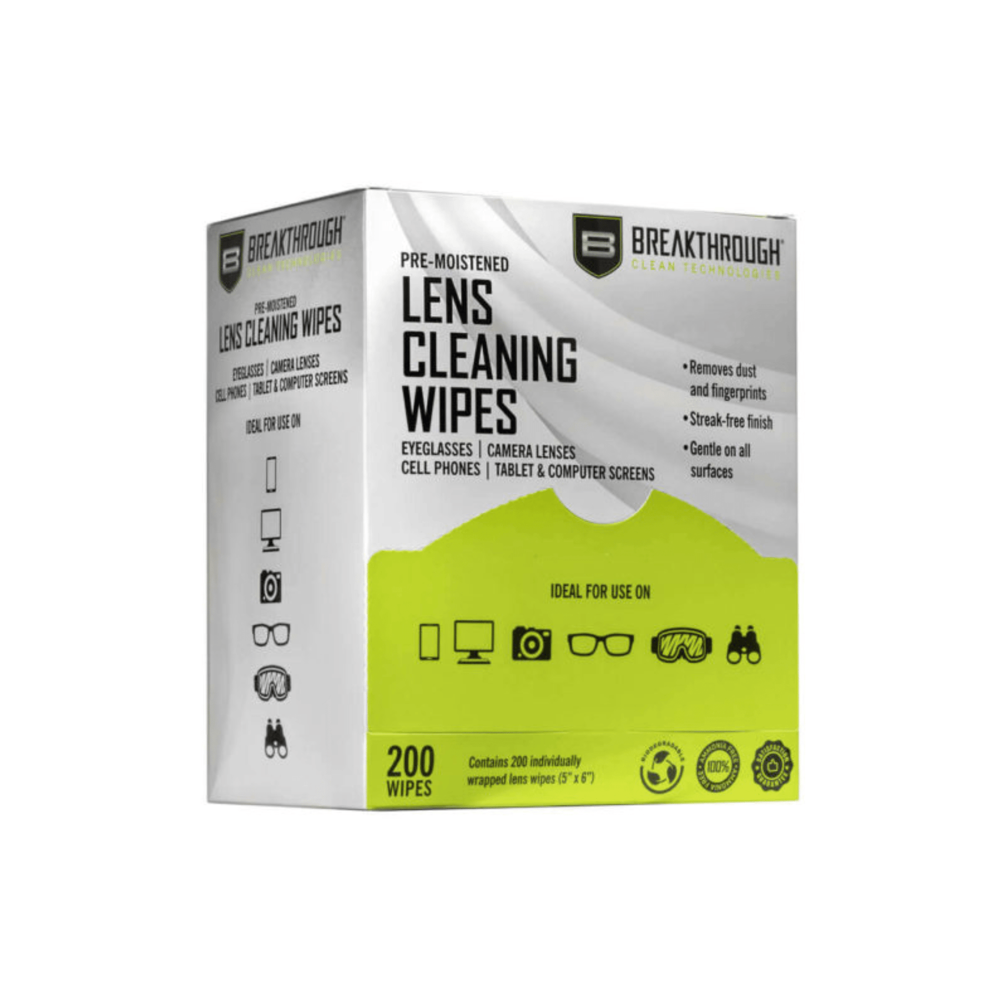 Breakthrough Clean cleaning wipes for lenses